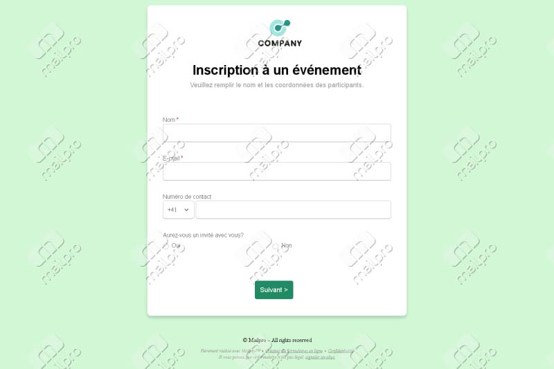 Modèles de Formulaires d’Inscription | Mailpro™