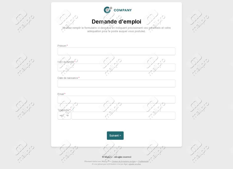 Modèles de Formulaires de Candidature & Demande | Mailpro™