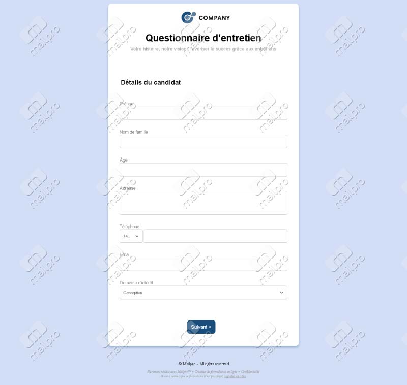 Modèles de Formulaires CV, Entretien & Évaluation | Mailpro™
