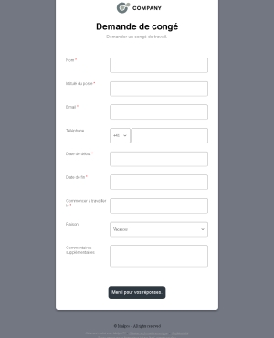 Modèles de Formulaires Congés, Absences & Feuilles de Temps | Mailpro™